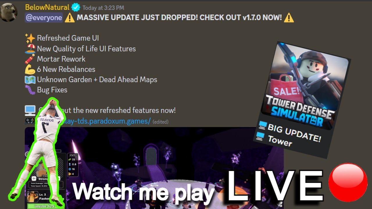 playing NEW TDS UPDATE ! ! ! + PLAYING TDS {ROAD TO 600 SUBS} LIVE | ROBLOX - YouTube