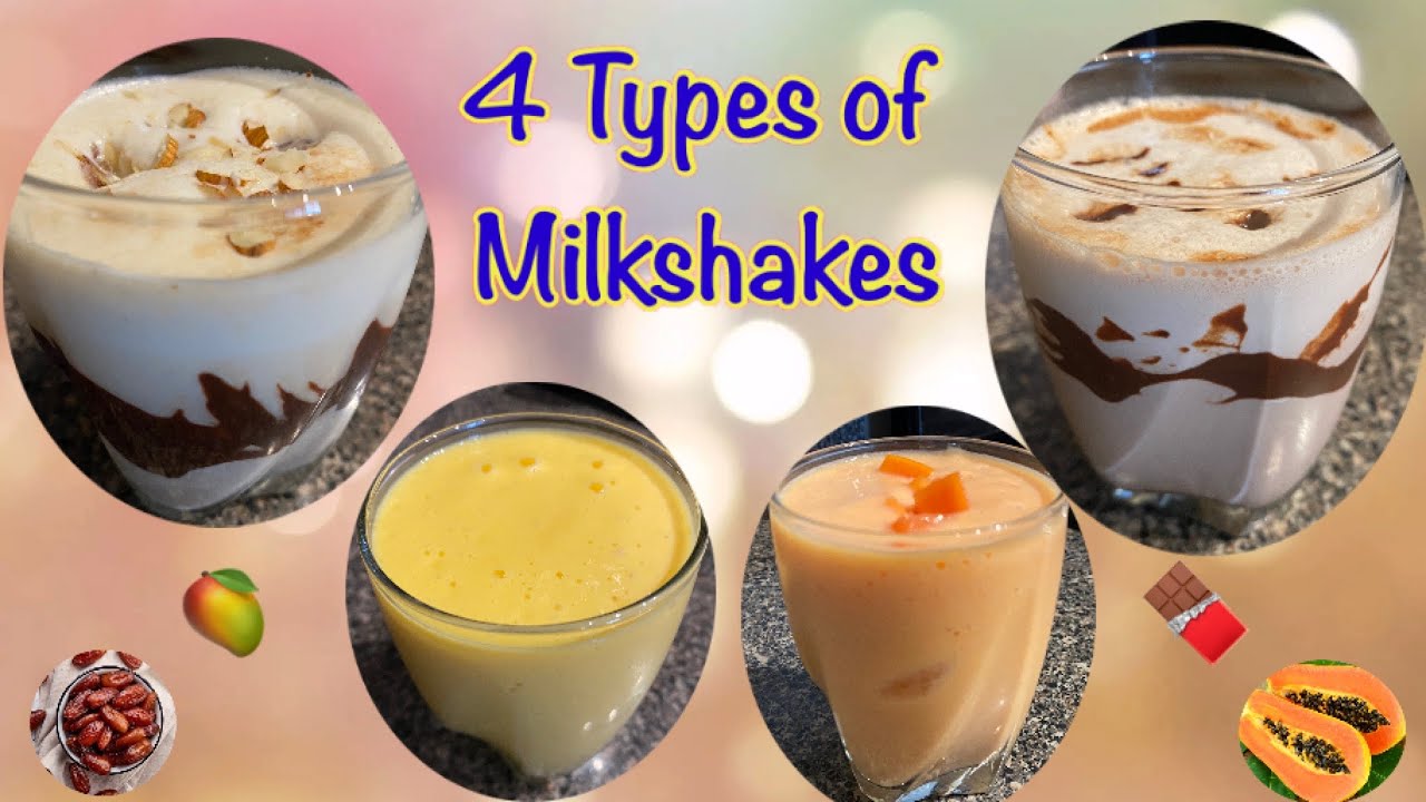 4 types easy milkshake recipes | How to make summer refreshing drinks🍹 ...