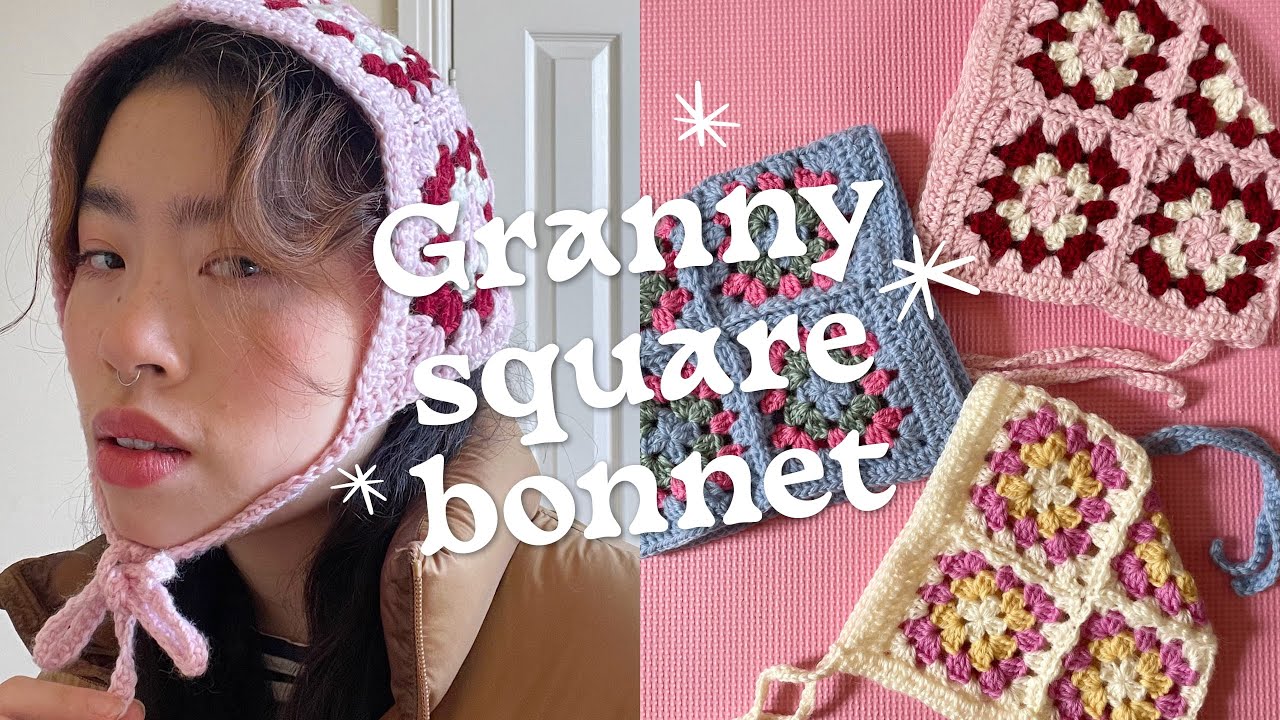 Crochet how-to: Simple GRANNY SQUARE BONNET 👵🏻 Beginner friendly ...