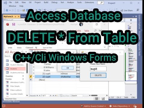 DELETE * FROM Table Access Database C++ Cli Windows Forms ลบข้อมูลจาก ...