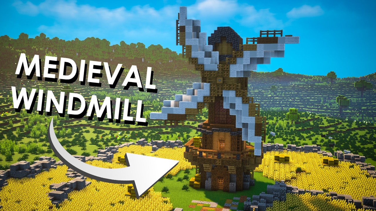 Simple Medieval Windmill Minecraft Build Tutorial - YouTube