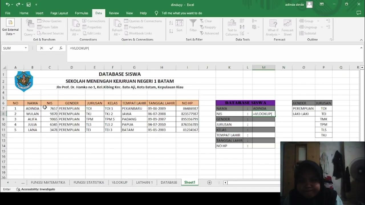 DATABASE SISWA DI MICROSOFT EXCEL - YouTube