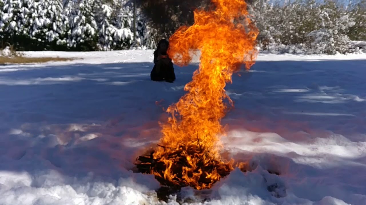 Fire on snow - YouTube