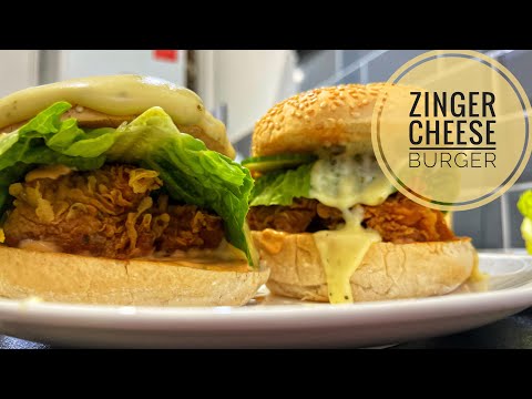 Zinger cheese burger 🍔| how to make zinger - YouTube