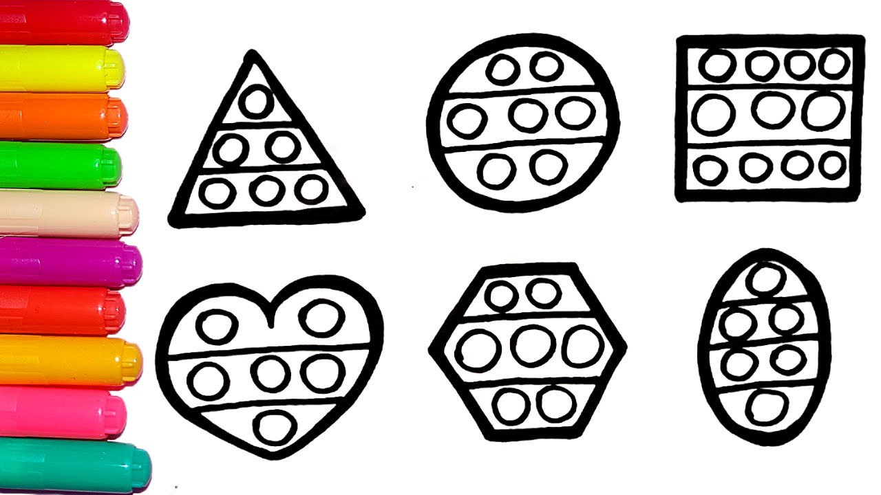 Learn Shapes, How to Draw Colorful & Fun Pop it Shapes | Drawing and ...