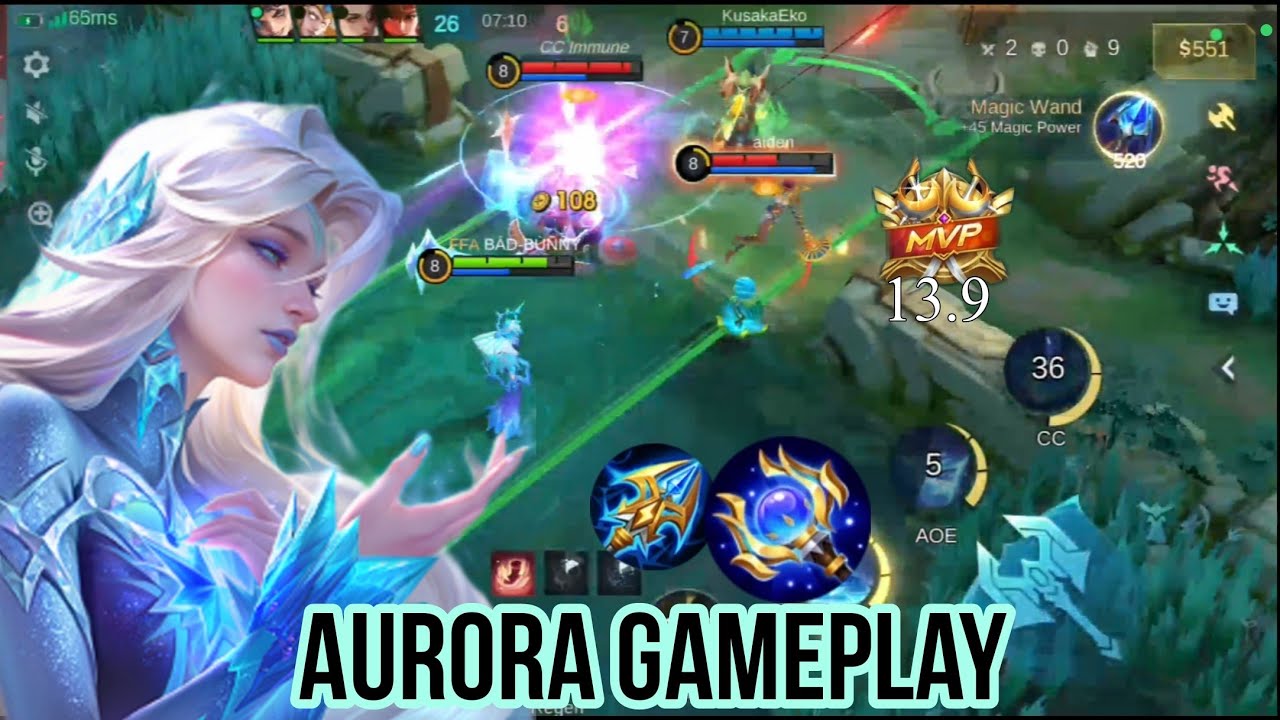 Aurora Gameplay insane damage no death 13.9 Point!Mlbb - YouTube