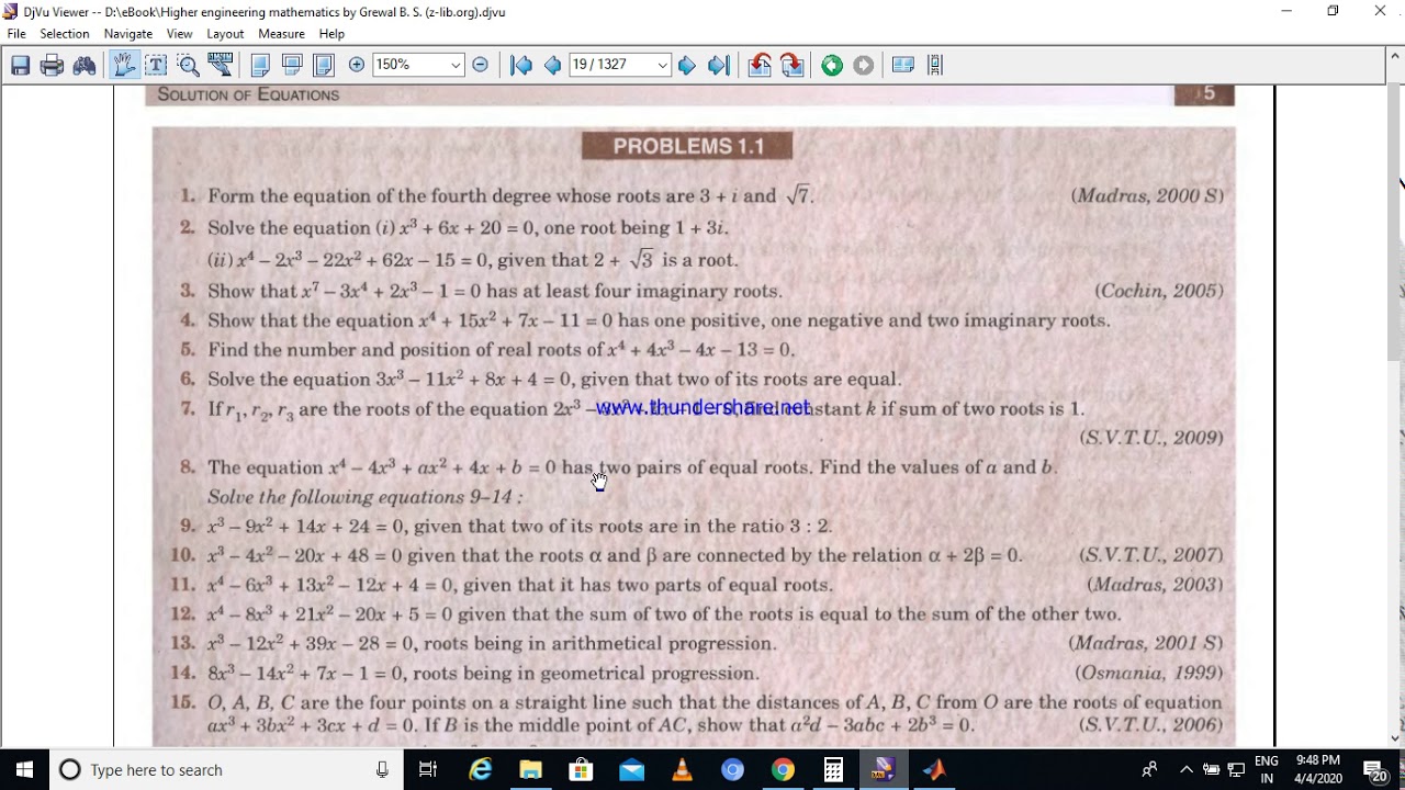 BS Grewal 42nd Edition Solution in Matlab Problems 1 1 Part I - YouTube