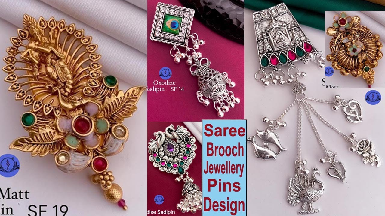 partywear साड़ी pins silver Brooch gold ब्रोच safty pins design #2024 # ...