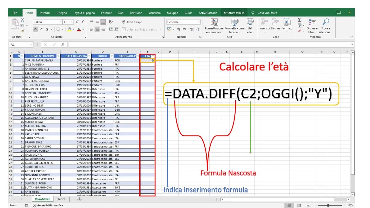 Formula Per Calcolare L'età Anagrafica - YouTube