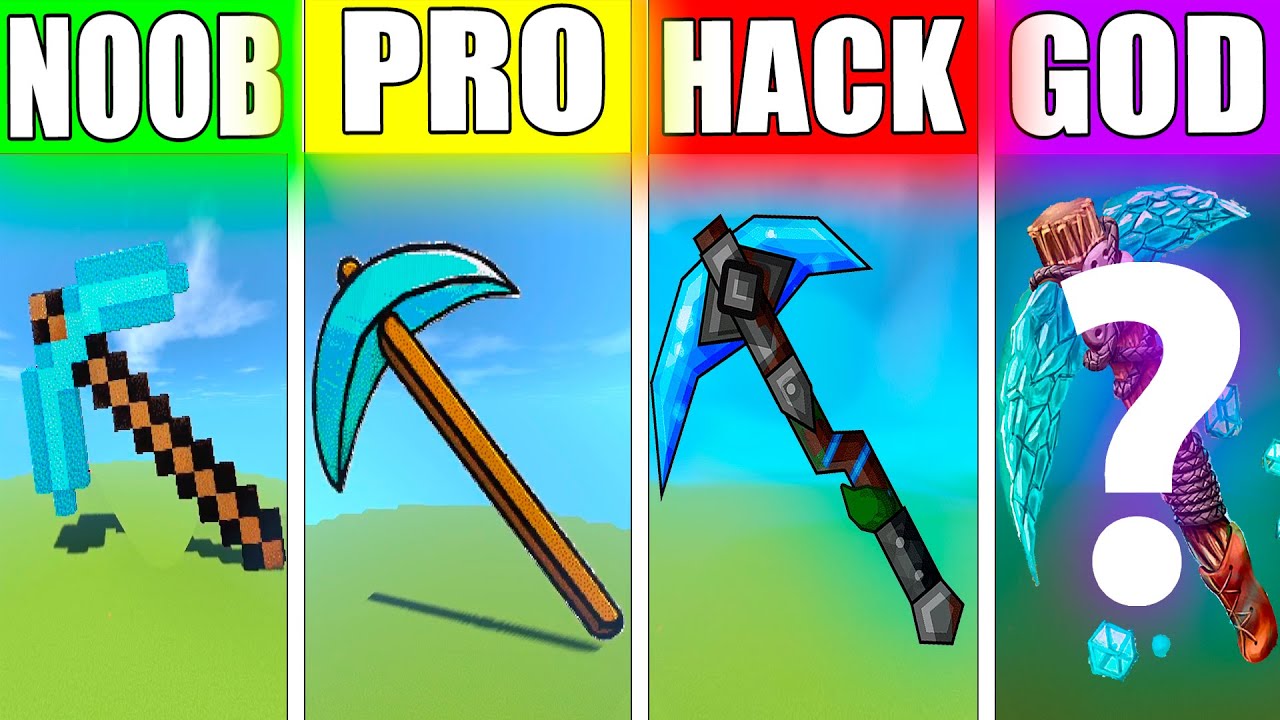 NOOB VS PRO VS HACKER VS GOD DIAMOND PICKAXE Minecraft Pixel Art - YouTube