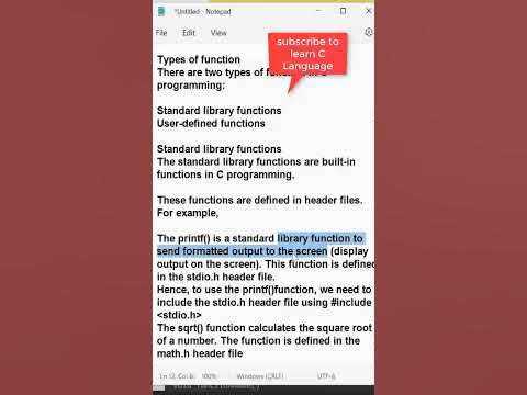 Class 27 | Type of Function in C Language #shorts - YouTube