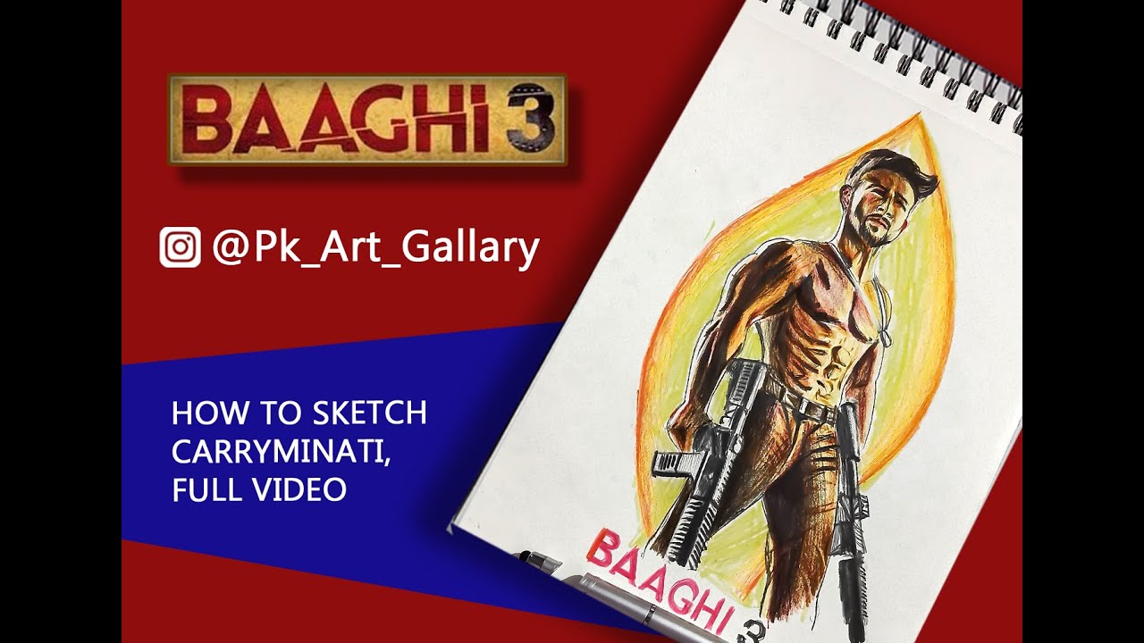 BAAGHI 3 TIGER SHROFF SKETCH ART - YouTube