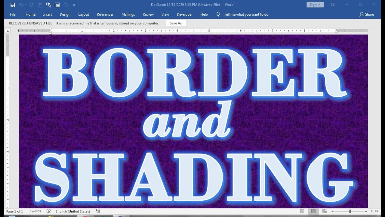 borders and shading in word - YouTube