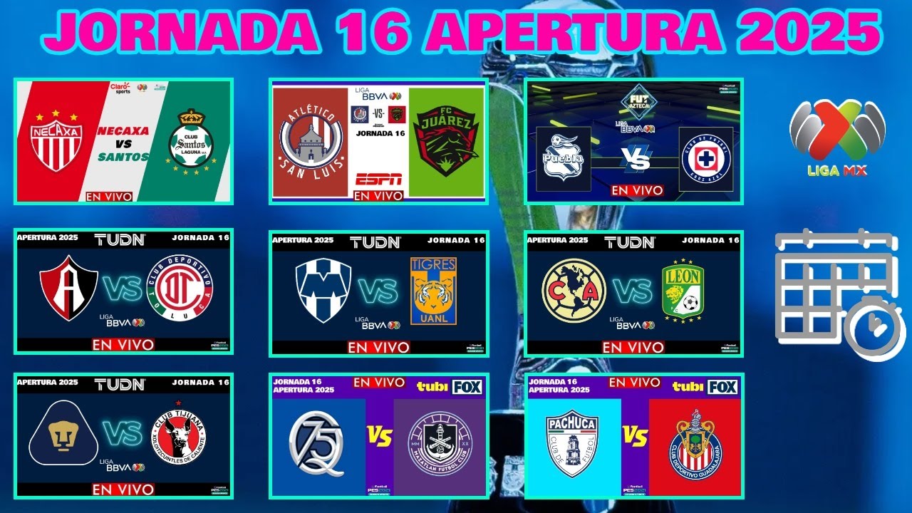 Horarios y canales para ver la Jornada 16 Liga MX 2025 - YouTube
