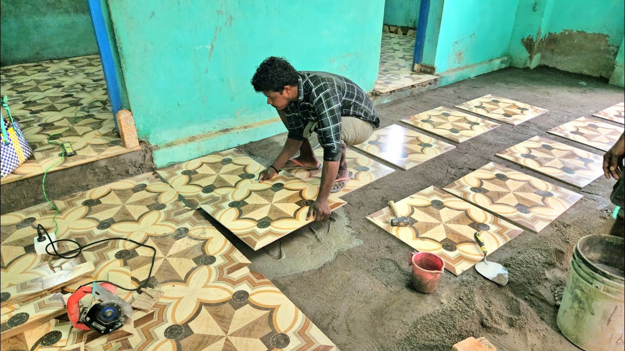 Construction of Living Room 2×2ft Mat Floor Tile Installing Properly ...