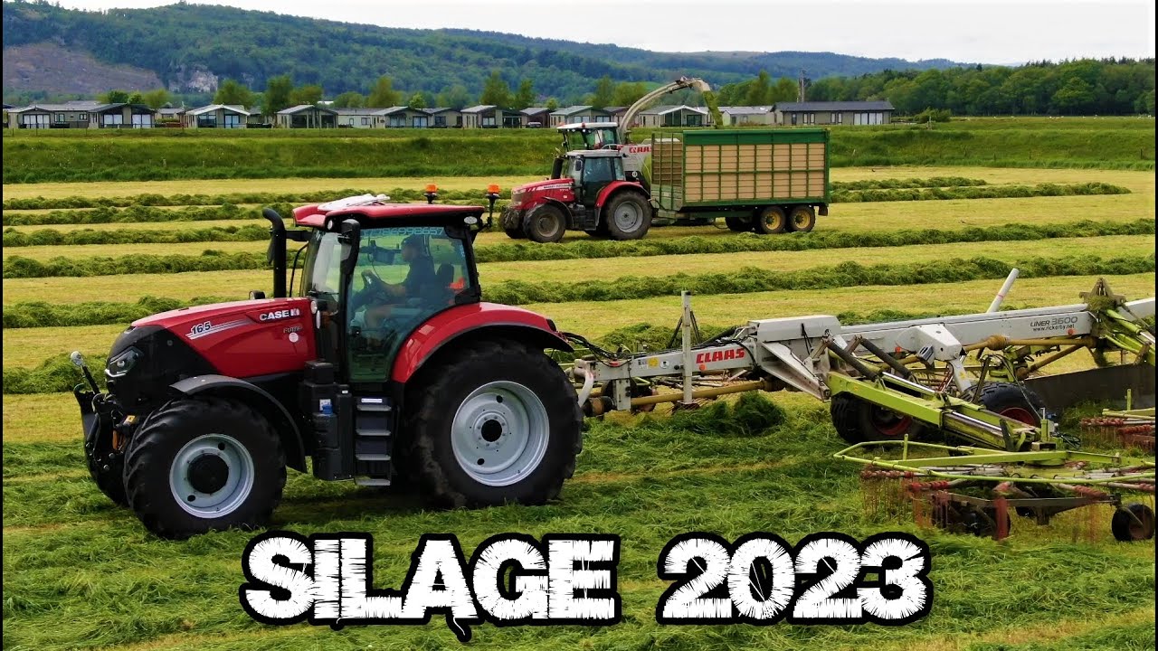 Silage 2023 ~ Mowing, Raking, Silaging and Silage Clamp Action - YouTube