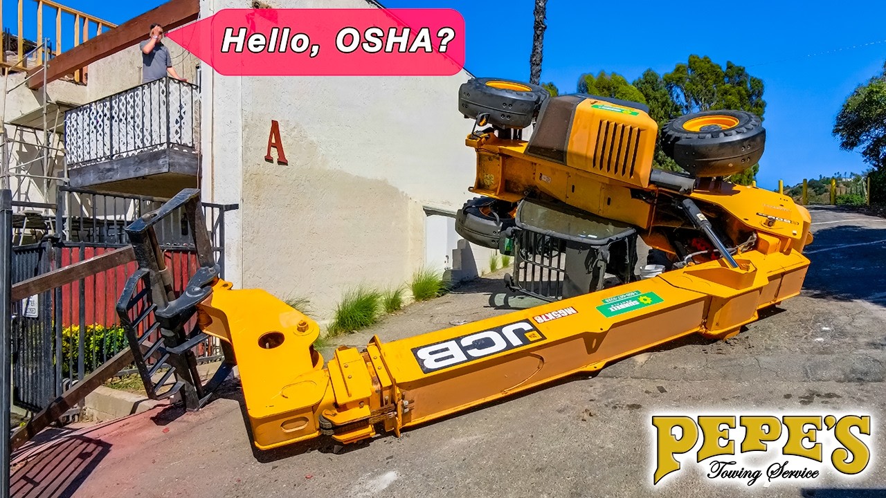 Telehandler Crashes Upside Down in Apartments! - YouTube