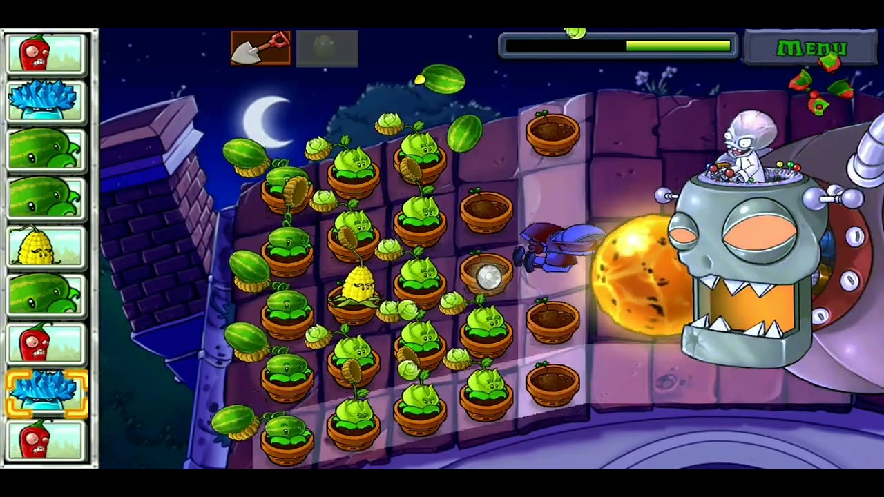 tutorial pertarungan plants vs zombies level 10 melawan raja zombie ...