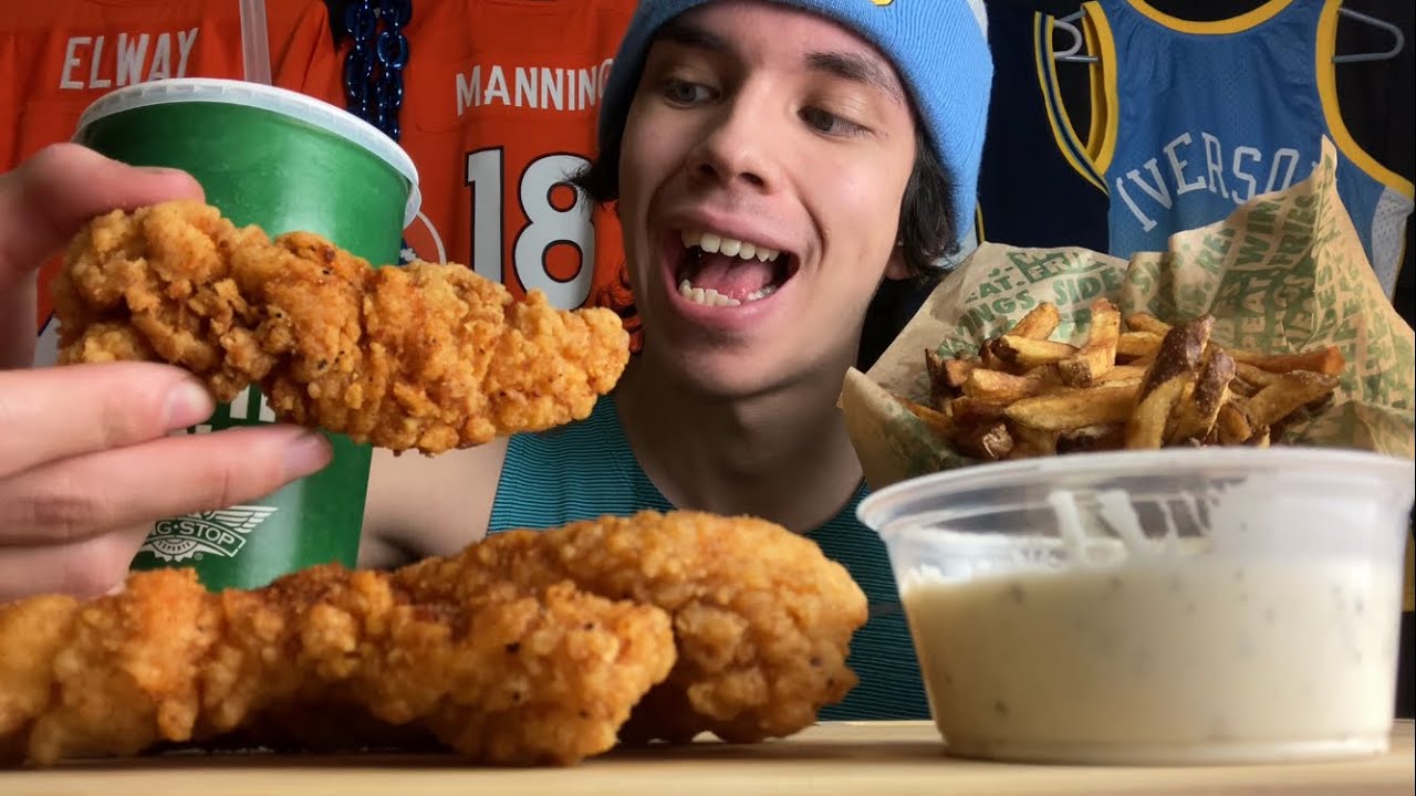 Eating Wingstop’s hot honey tenders🔥 - YouTube