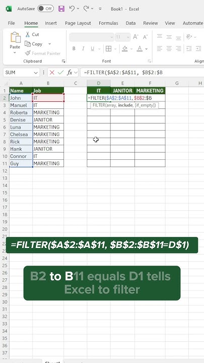 Stop Sorting Data Manually! Use This Dynamic FILTER Formula in Excel! - YouTube