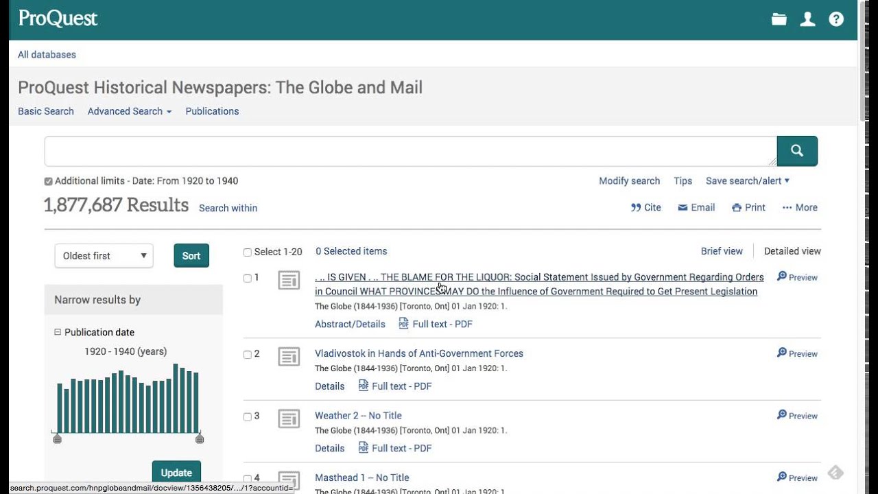 ProQuest Historical Newspapers: The Globe and Mail - Browsing Issues ...
