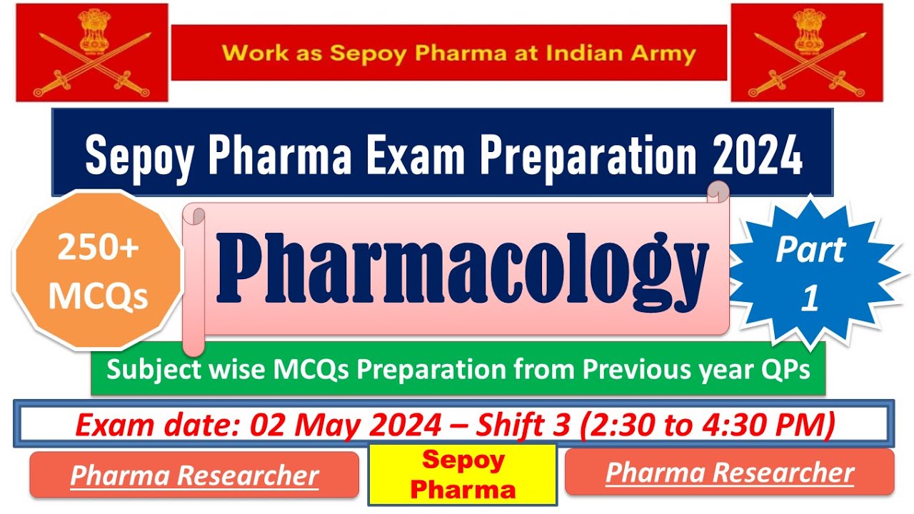 Sepoy Pharma Exam Preparation 2024 (2 May 2024) Pharmacology 250 MCQs # ...