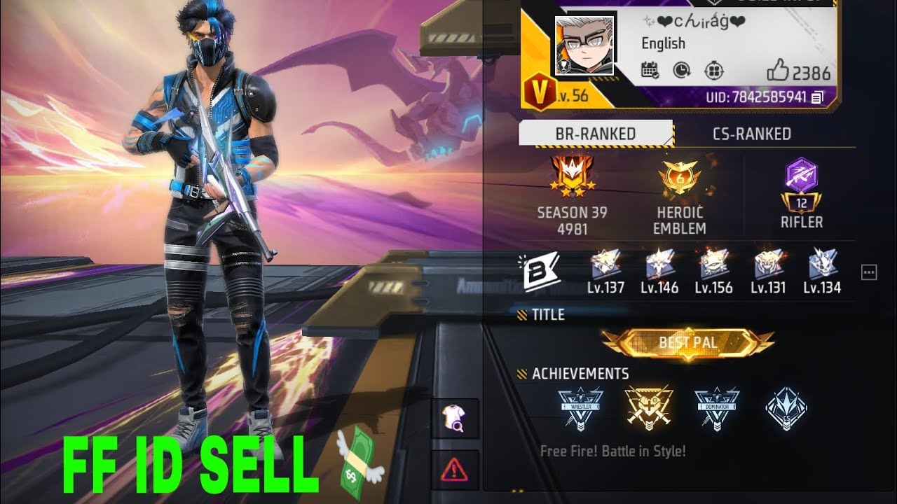 Most Rarest id for sell || FF id sell ||💵 Low Prize ₹500 V badge Main ...