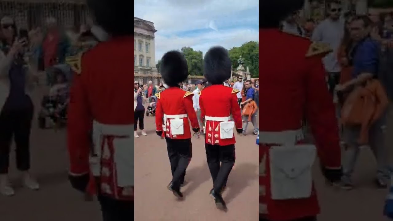 Make way. woman gets squashed between two of the queens guards # ...