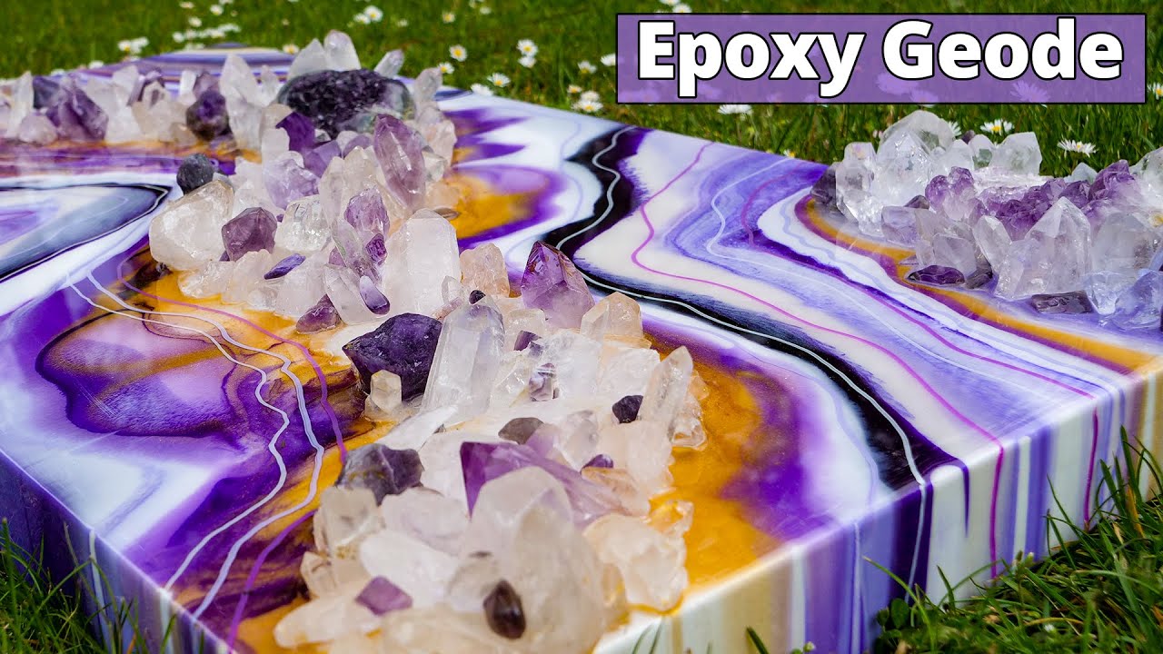DIY Epoxy Geode Wall Art with Real Amethyst and Quartz Crystals - YouTube