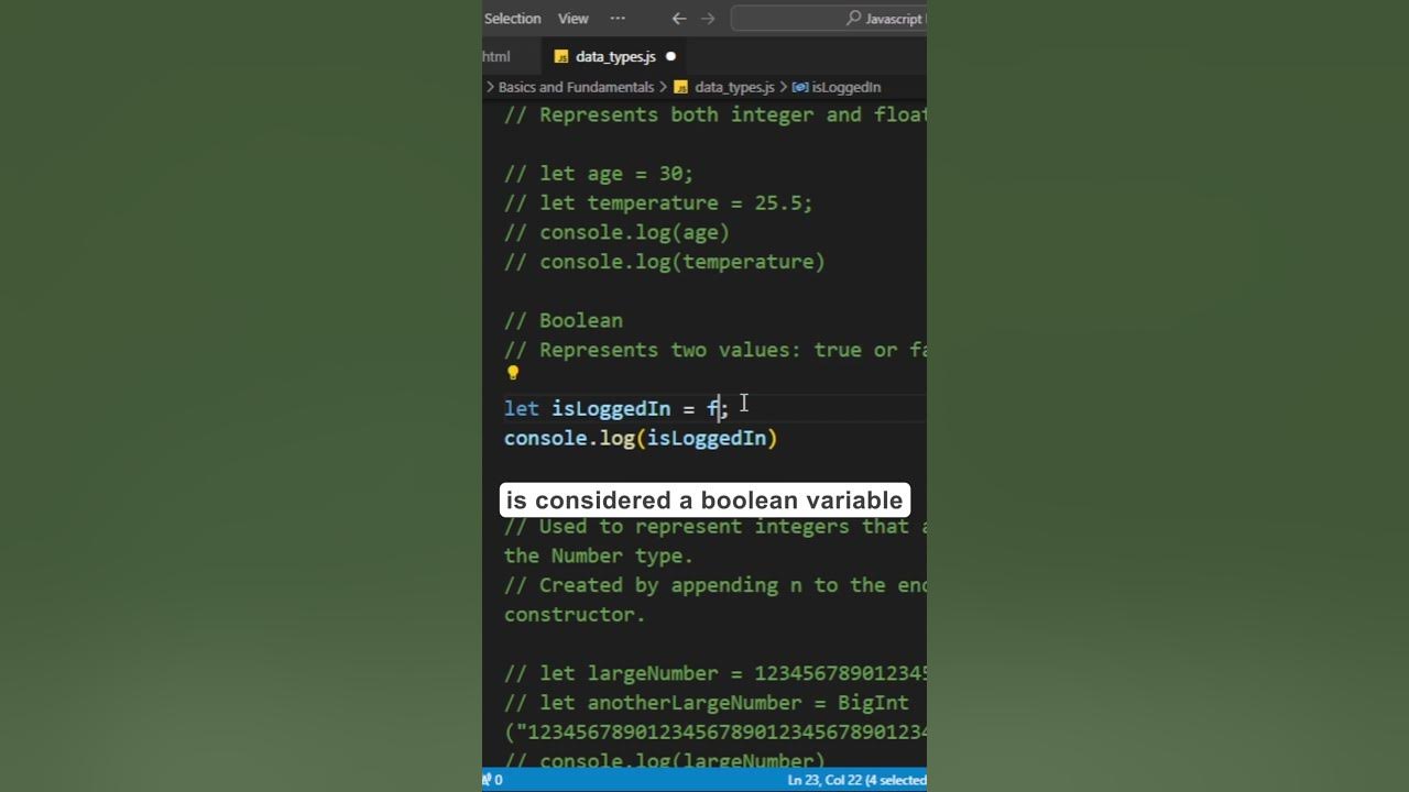Boolean Data Type In Javascript #javascript #javascripttutorial - YouTube