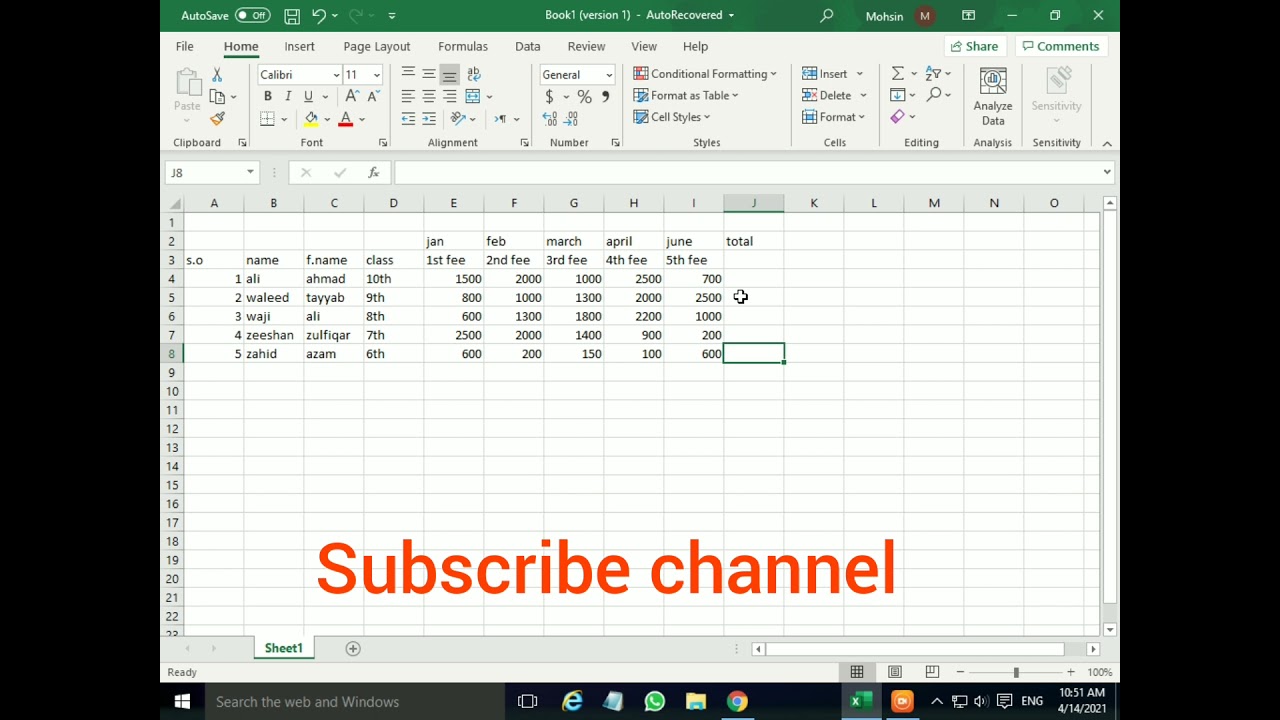 Excel ma sum ka formula kaise lagta ha. - YouTube