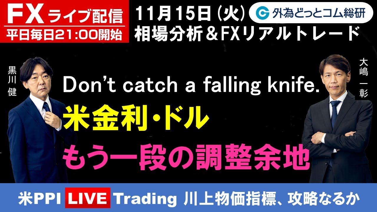 FX、米金利・ドル もう一段の調整余地 Don't catch a falling knife. 米PPI Live（2022年11月15日 ...
