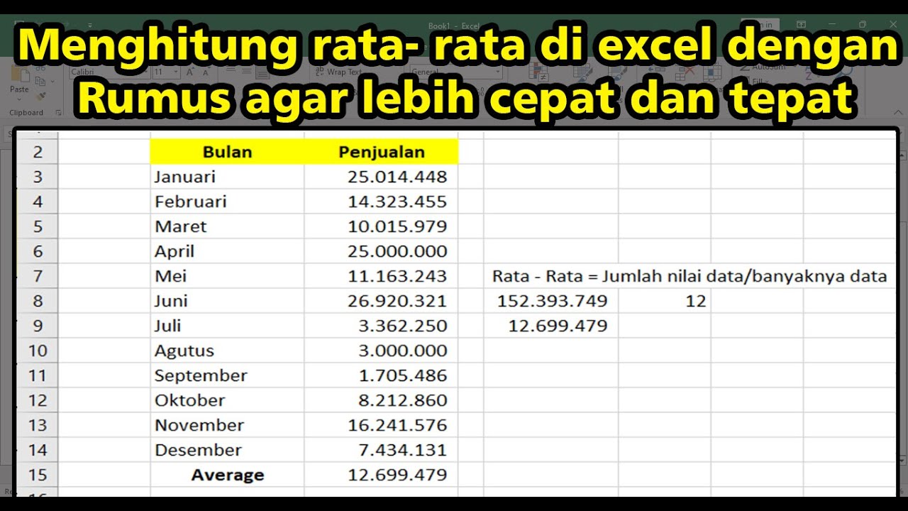 Menghitung rata - rata di excel dengan Rumus agar lebih cepat dan tepat ...