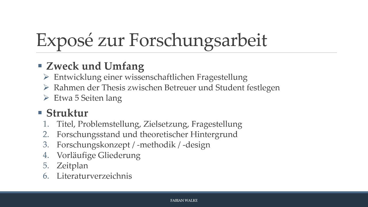 Exposé zur Thesis und Forschungsarbeit - YouTube