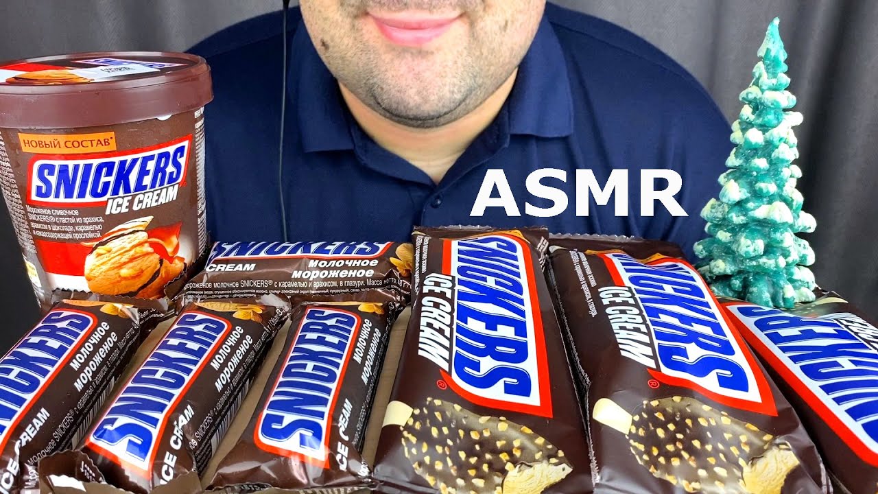 ASMR Snickers Ice Cream Party (Ice Cream Chocolate Candy Bars & Pint ...