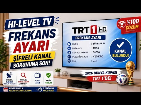 HI-LEVEL TV - UYDU AYARI - TRT 1 Frekans Ayarı 2026 | HI LEVEL TURKSAT KANAL AYARI