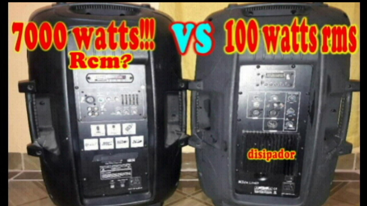 como elegir un buen bafle amplificado 7000 Watts vs 100 Watts rms - YouTube