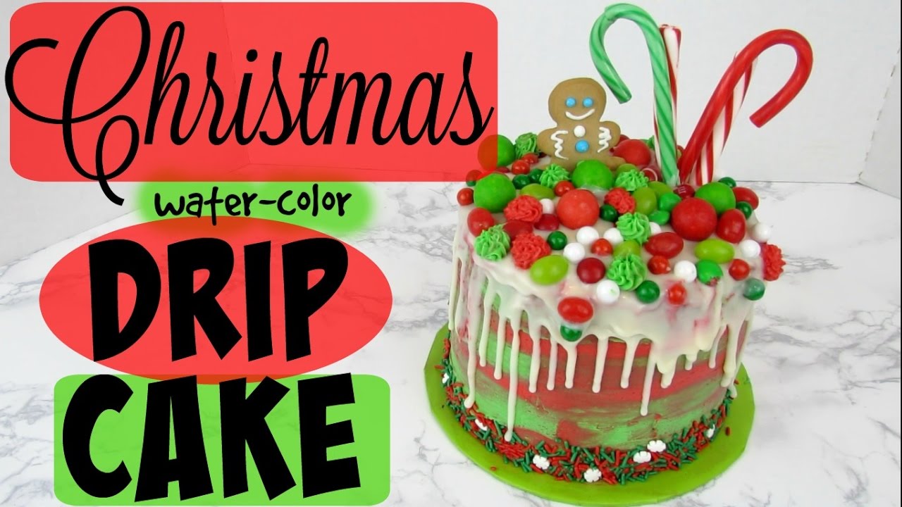 How To Make A Christmas Watercolor Drip Cake! - YouTube