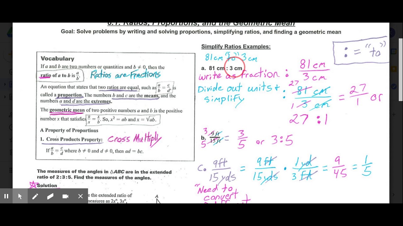 6.1 Ratios, Proportions, and the Geometric Mean Video Lesson Geometry ...