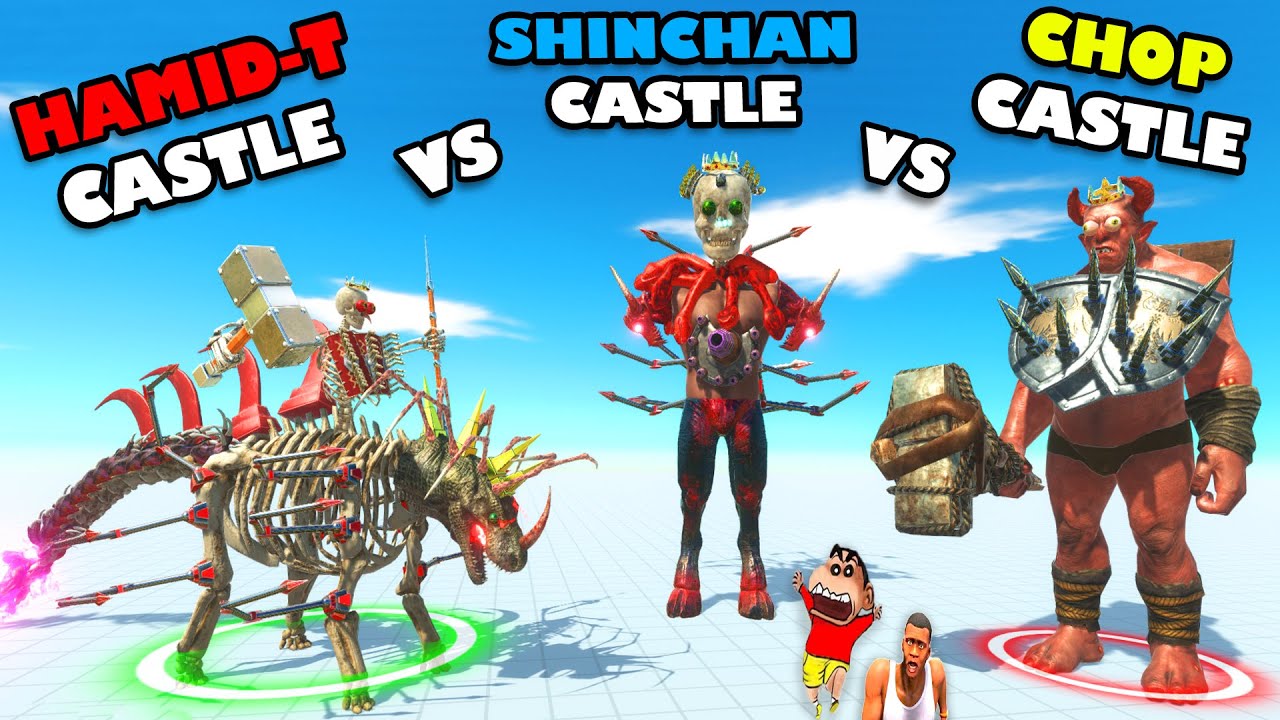 BOSS DEATH CASTLE FIGHT BETWEEN CHOP vs SHINCHAN vs HAMID-T In Animal ...
