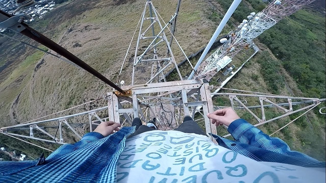Tower climbing 50 meters on top of the mountain - YouTube
