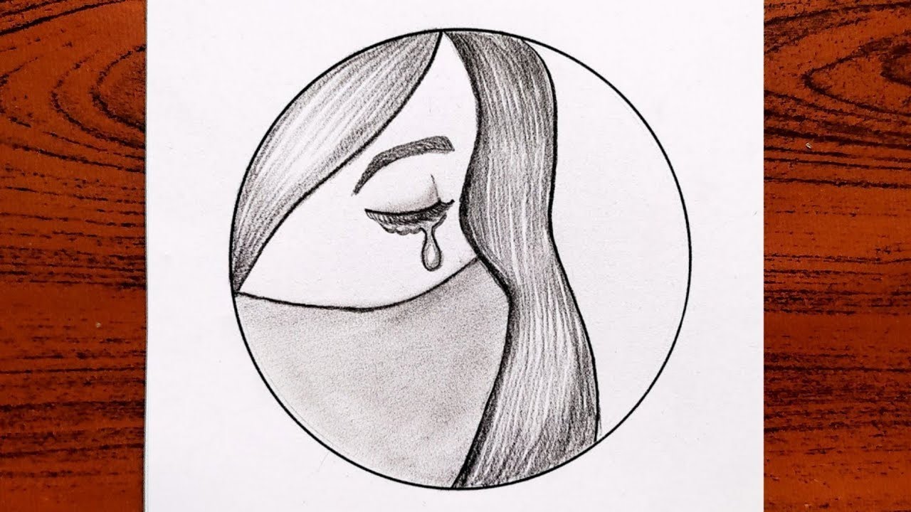 Crying girl drawing |How to draw a girl Crying |Crying Girl drawing in ...