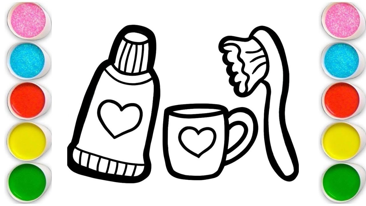Toothbrush and toothpaste Drawing, Painting & Coloring For Kids and ...