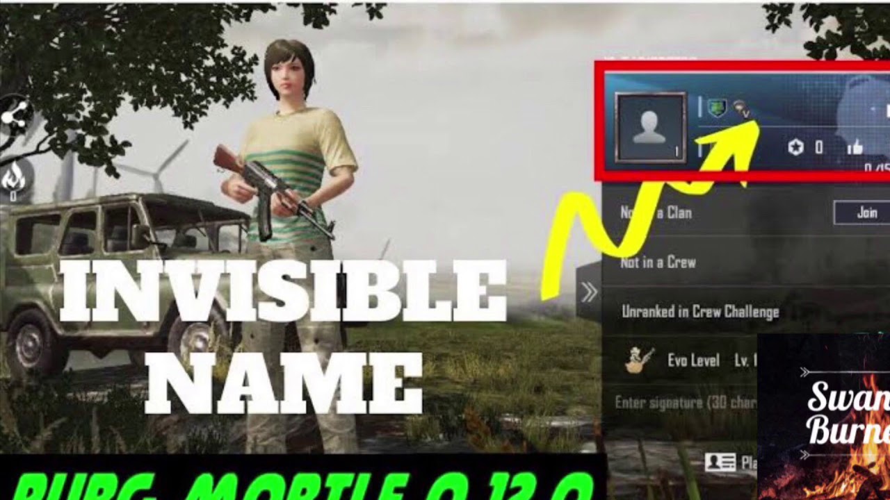 PUBG invisible name | how to make invisible name in pubg - YouTube