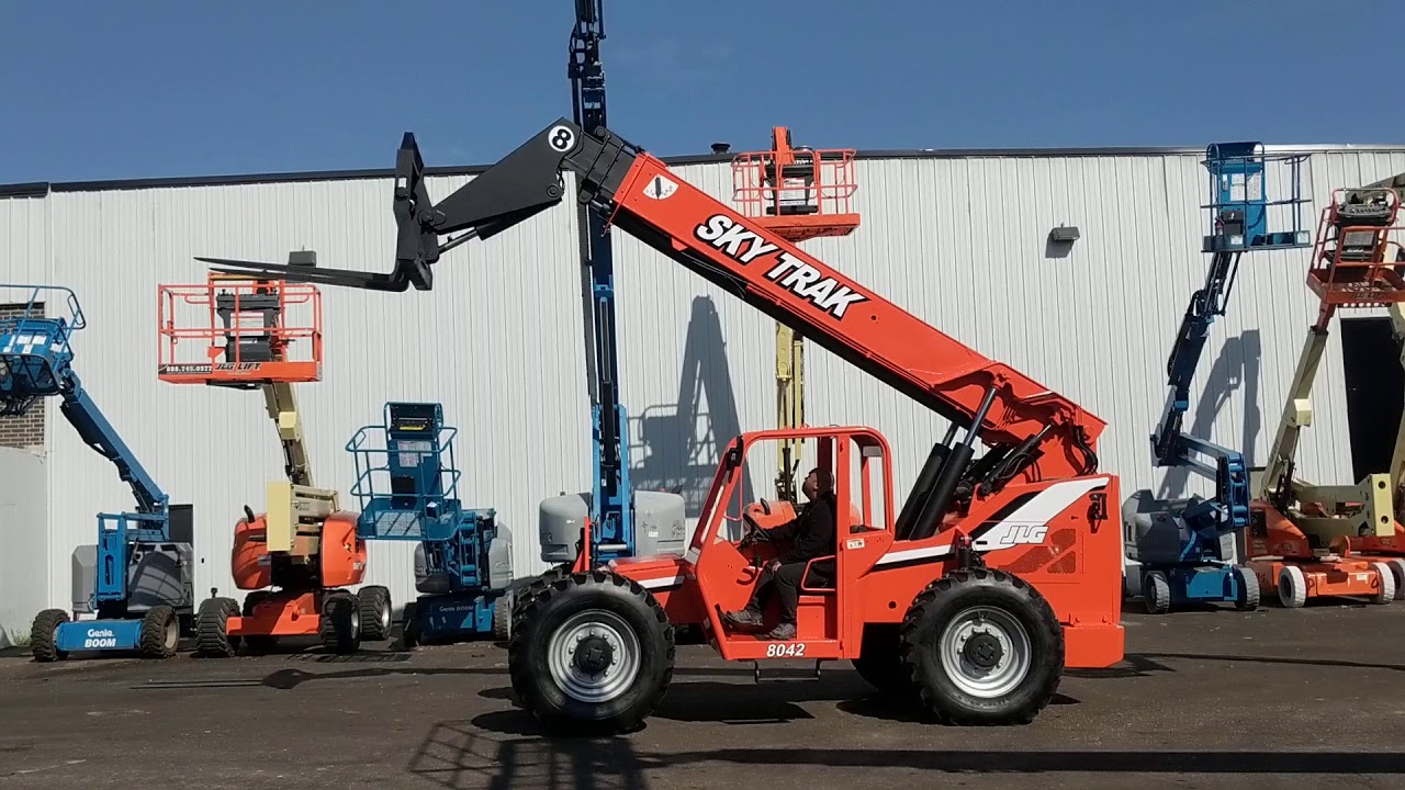 2012 SkyTrak 8042 8000lb Pneumatic Diesel Telehandler STK 6824 - YouTube