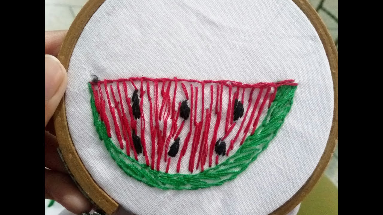 WATERMELON EMBROIDERY/FRUIT EMBROIDERY/EMBROIDERY TUTORIAL/EASY - YouTube