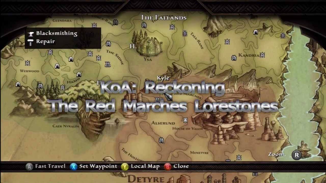 KoA: Reckoning The Red Marches Lorestones - YouTube
