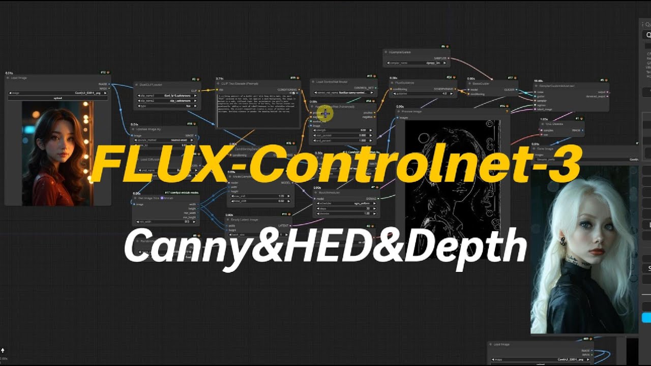 FLUX-Controlnet-V3更新,更好用的Canny&HED&Depth #comfyui #stablediffusion - YouTube