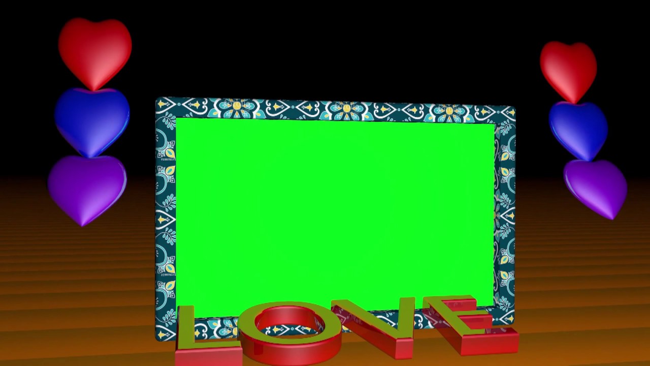 New LOve Heart Animation wedding frame green screen 2109 - YouTube
