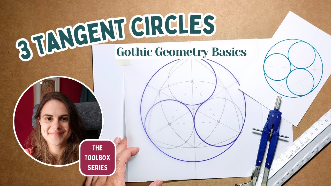 3 tangent circles in a large circle (trefoil, triskel, gothic motif ...